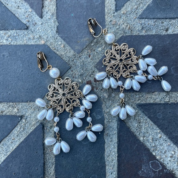 Vintage | Jewelry | Vintage Spanish Style Chandelier Clip On Earrings ...